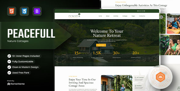 Peaceful - Nature Cottage & Camping HTML Template by Rometheme | ThemeForest
